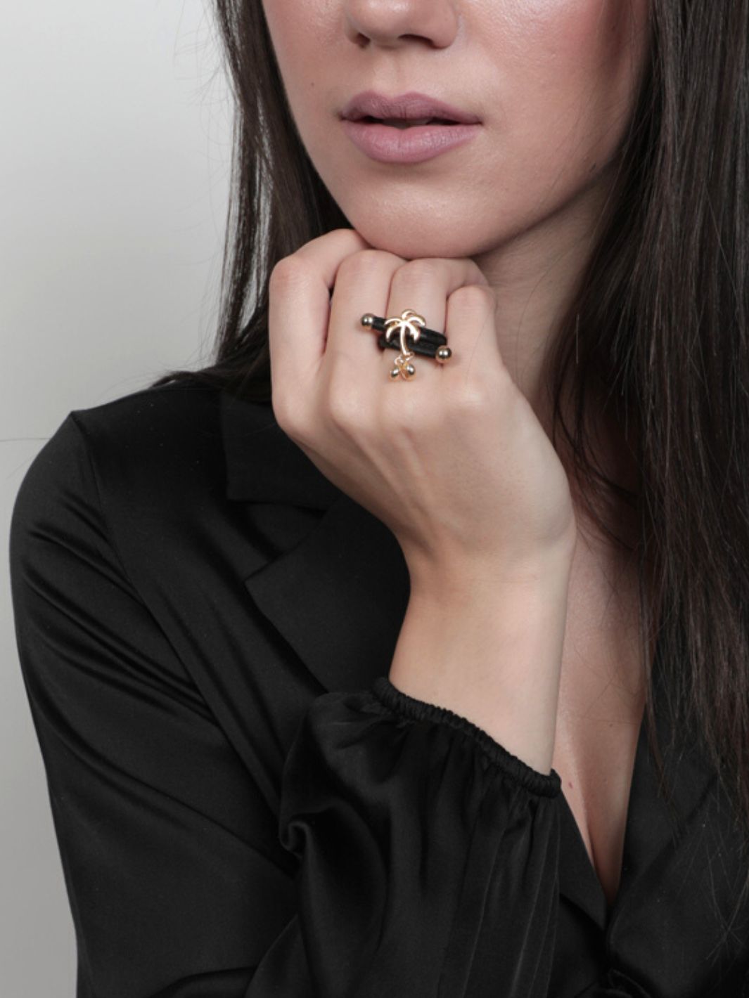Adjustable Coconut Palm Tree Ring in antique silver and Vegan Leather ...
